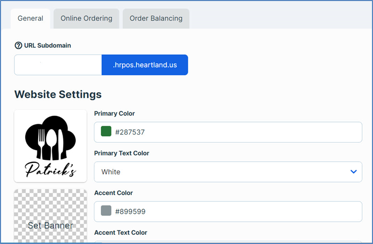 Online Ordering Screen – HCM Info