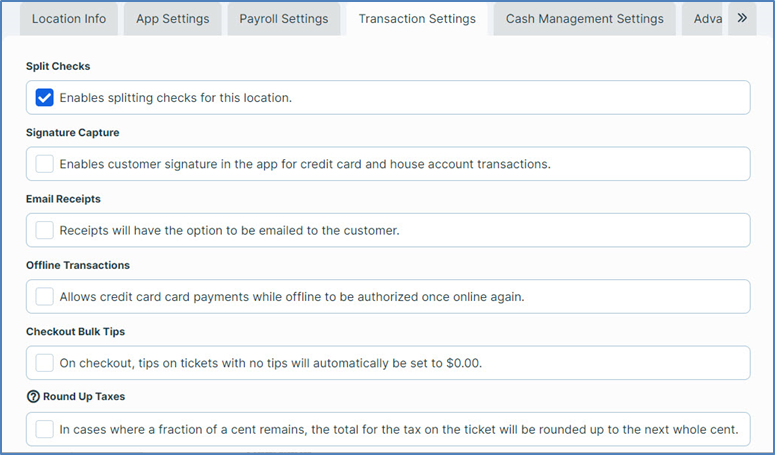 Location Settings Screen – HCM Info