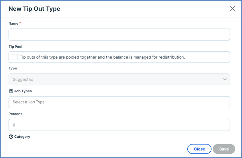 Tip Out Types Screen – HCM Info