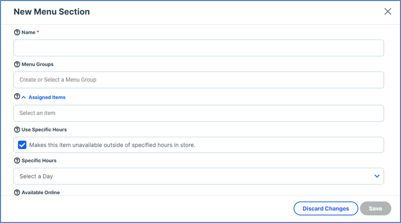 Sections Screen – HCM Info