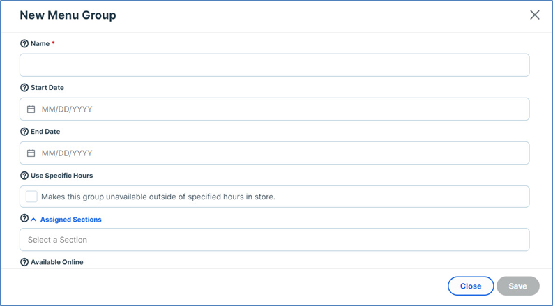 Menu Groups Screen – HCM Info
