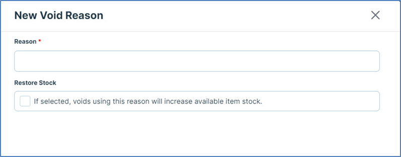 Void Reasons Screen – HCM Info